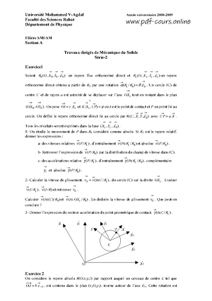 Mécanique du solide 🔥 examen session normal 2021 avec correction faculté des sciences université ...