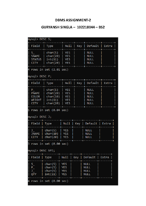 Sql LA 7 and 8 - Assignment - A Sample Database for assignment 7 & 8 (RDBMS APP: Order Entry ...
