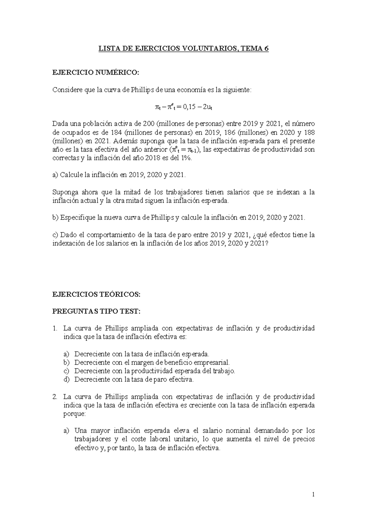 Sol hoja ejercicios tema6 - LISTA DE EJERCICIOS VOLUNTARIOS, TEMA 6 EJERCICIO NUMÉRICO ...