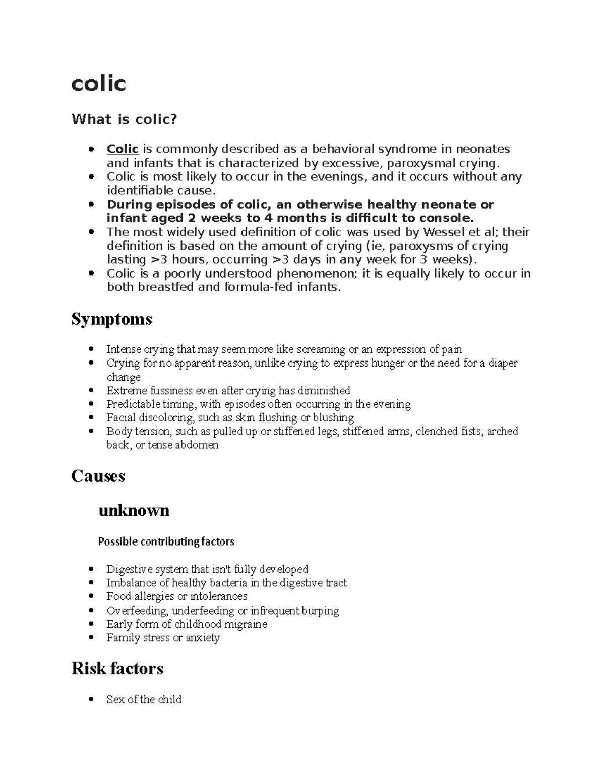 Colic pediatric nursing - colic What is colic? Colic is commonly ...