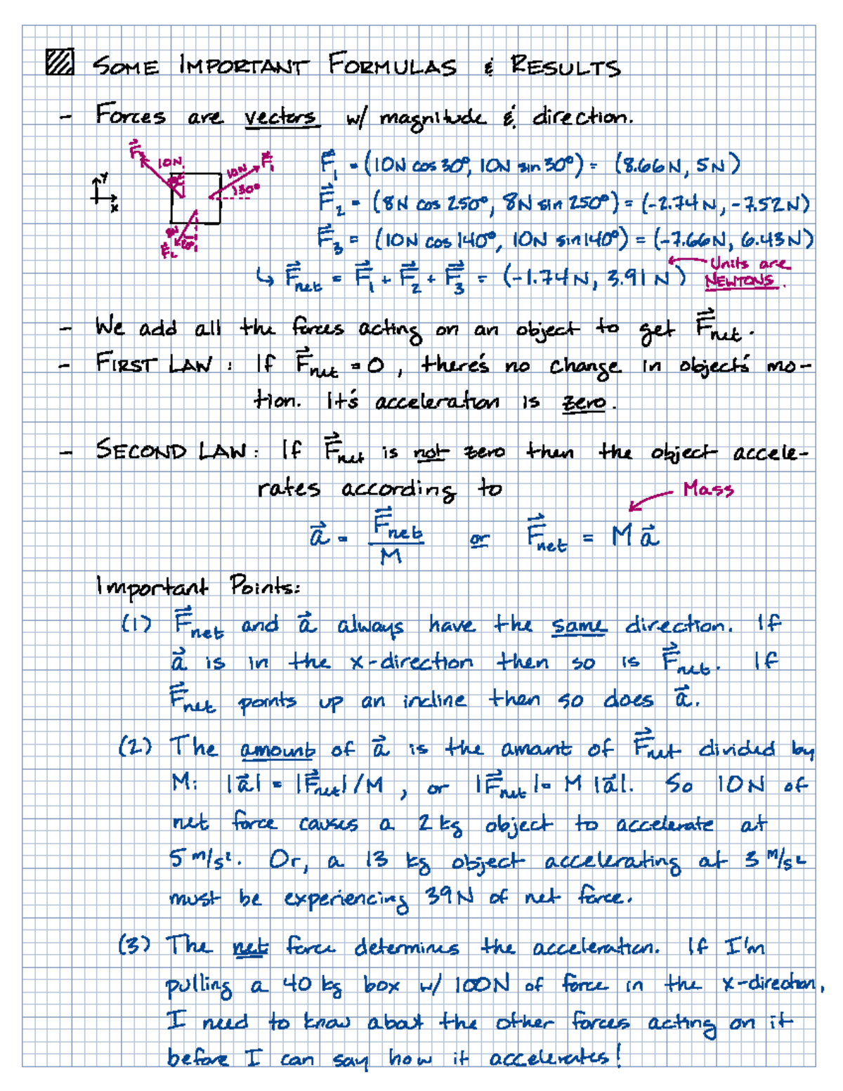 6 - Newton s Laws - Forces Summary - THI SOME IMPORTANT FORMULAS ...
