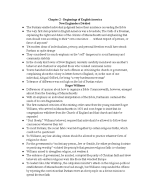 Chapter 2 Beginnings of English America and Chapter 3 Creating Anglo ...