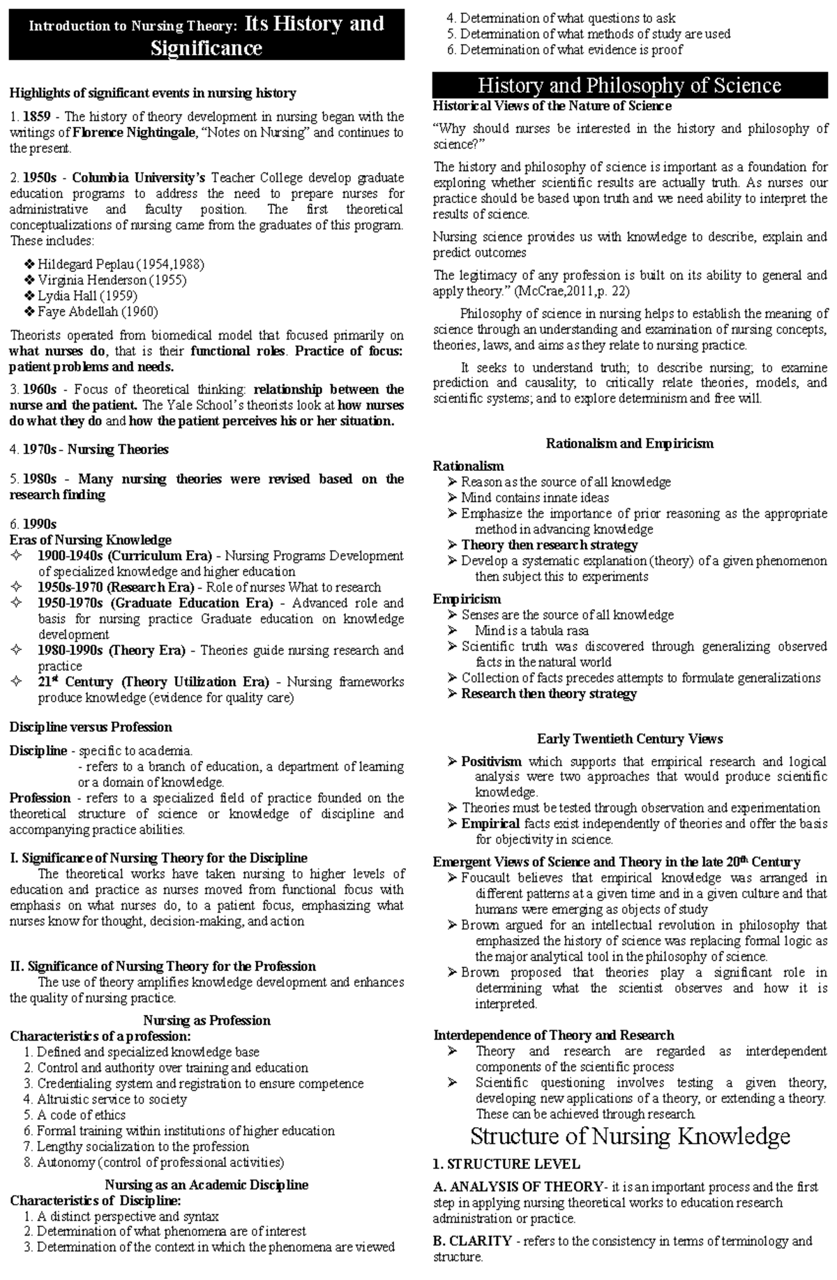 TFN - Own lecture - Introduction to Nursing Theory: Its History and ...