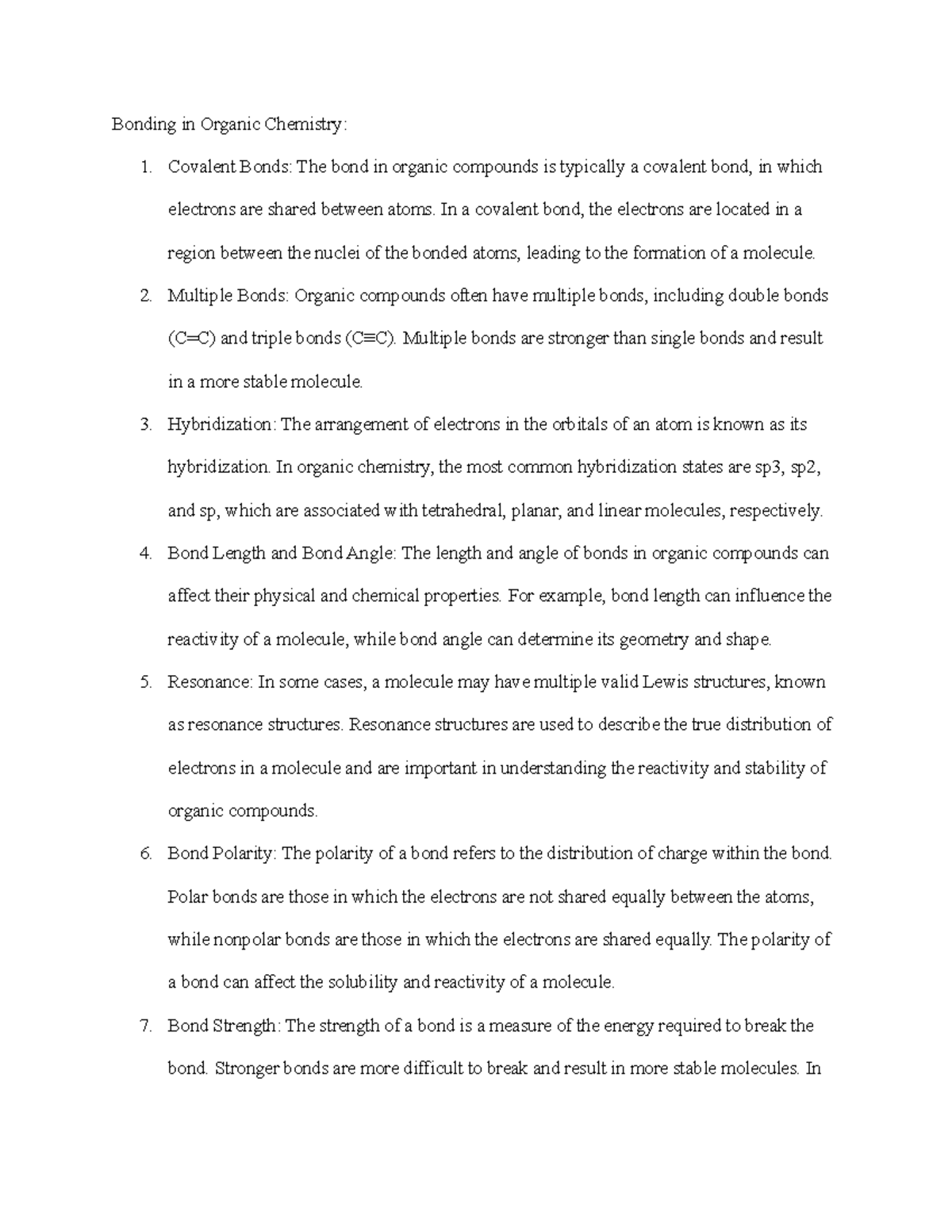 Organic Chemistry 3 - Bonding in Organic Chemistry: 1. Covalent Bonds ...