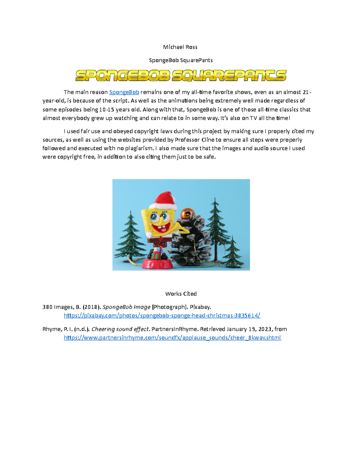 Graphics Design - Project 1 - Michael Ross SpongeBob SquarePants The ...
