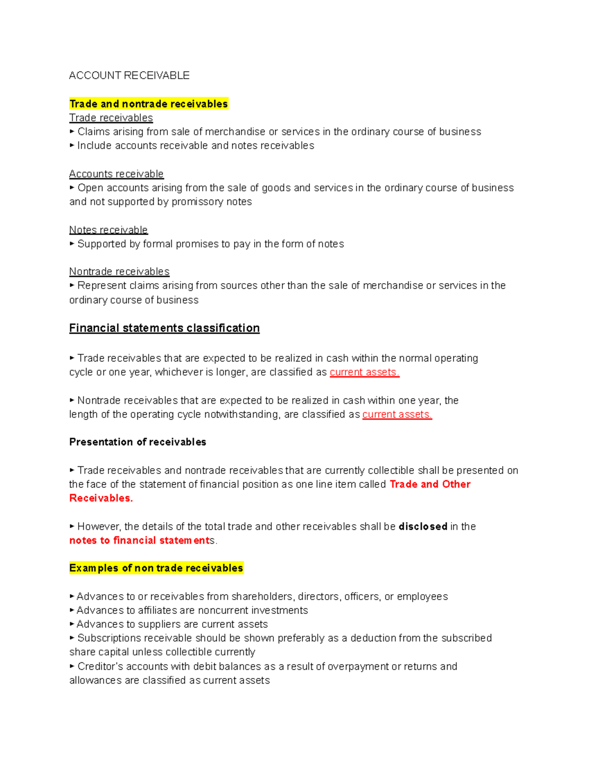 Account Receivable - ACCOUNT RECEIVABLE Trade and nontrade receivables ...