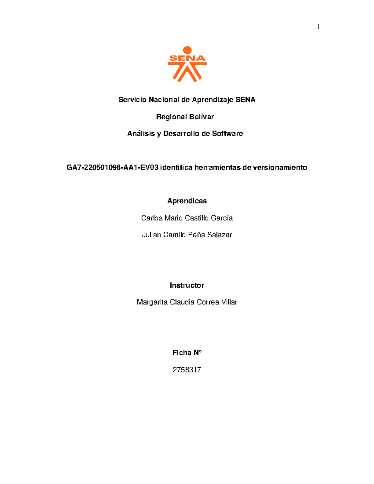 GA7-220501096-AA1-EV03 identifica herramientas de versionamiento - Servicio Nacional de ...