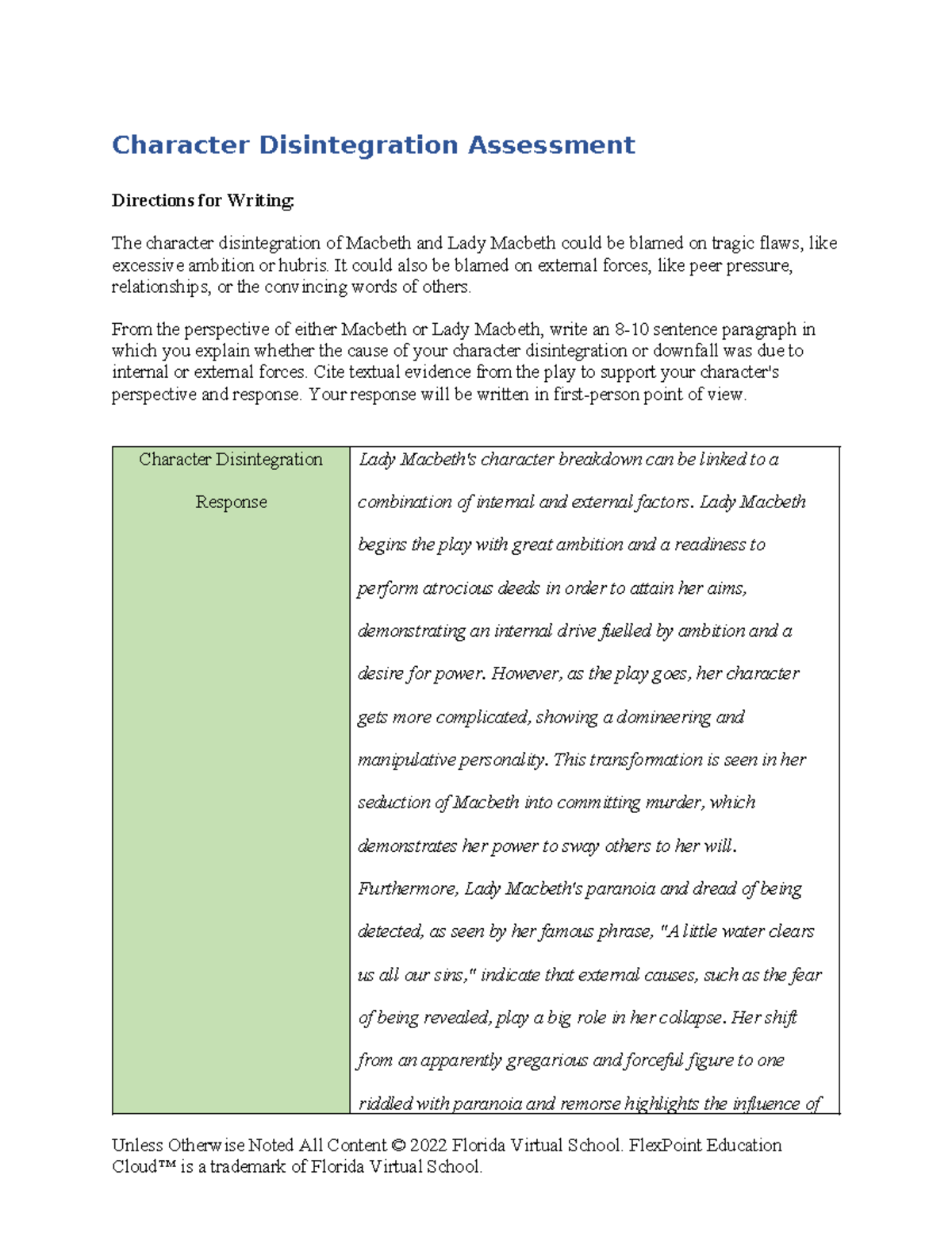 Copy of 5.05 Character Disintegration Assessment - Character ...
