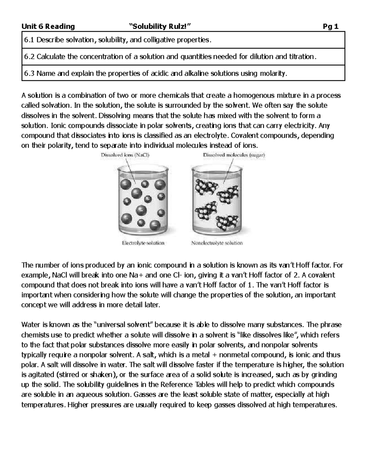 Unit 6 Reading Solubility Rulz (2) - Unit 6 Reading “Solubility Rulz ...