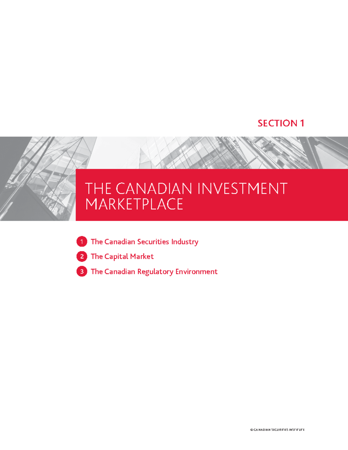 CSC VOL01-Chap01 V01 Canadian Investment Marketplace - SECTION 1 THE ...