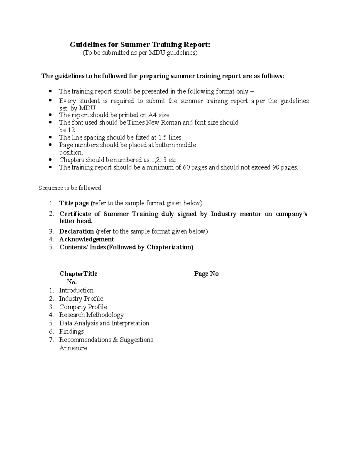 Guidelines for Summer Training Report. SKIT - Guidelines for Summer ...