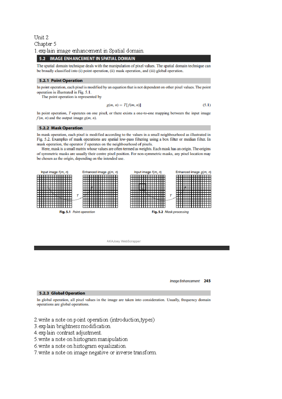 Dip unit 2 - fgfg - Unit 2 Chapter 5 1 image enhancement in Spatial domain. 2 a note on point ...