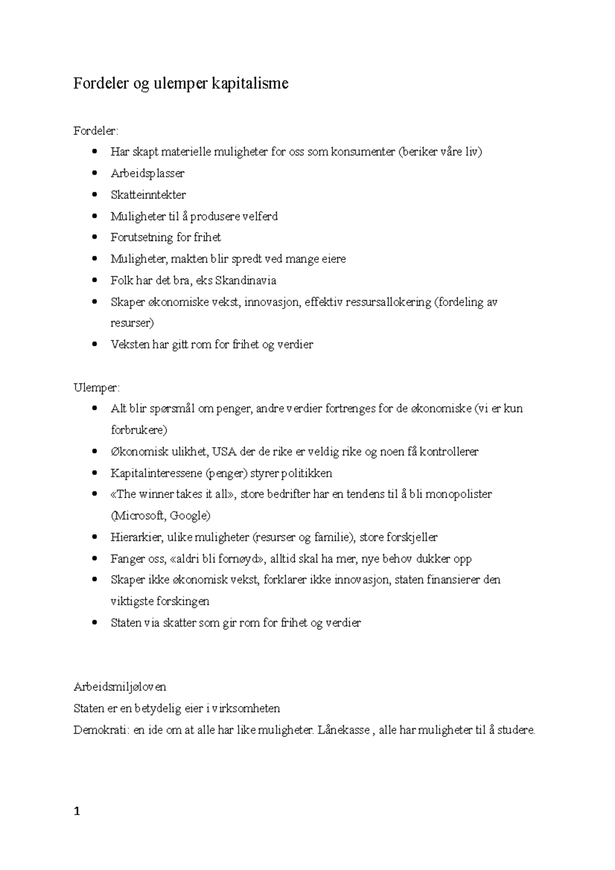Fordeler og ulemper kapitalisme - Fordeler og ulemper kapitalisme ...