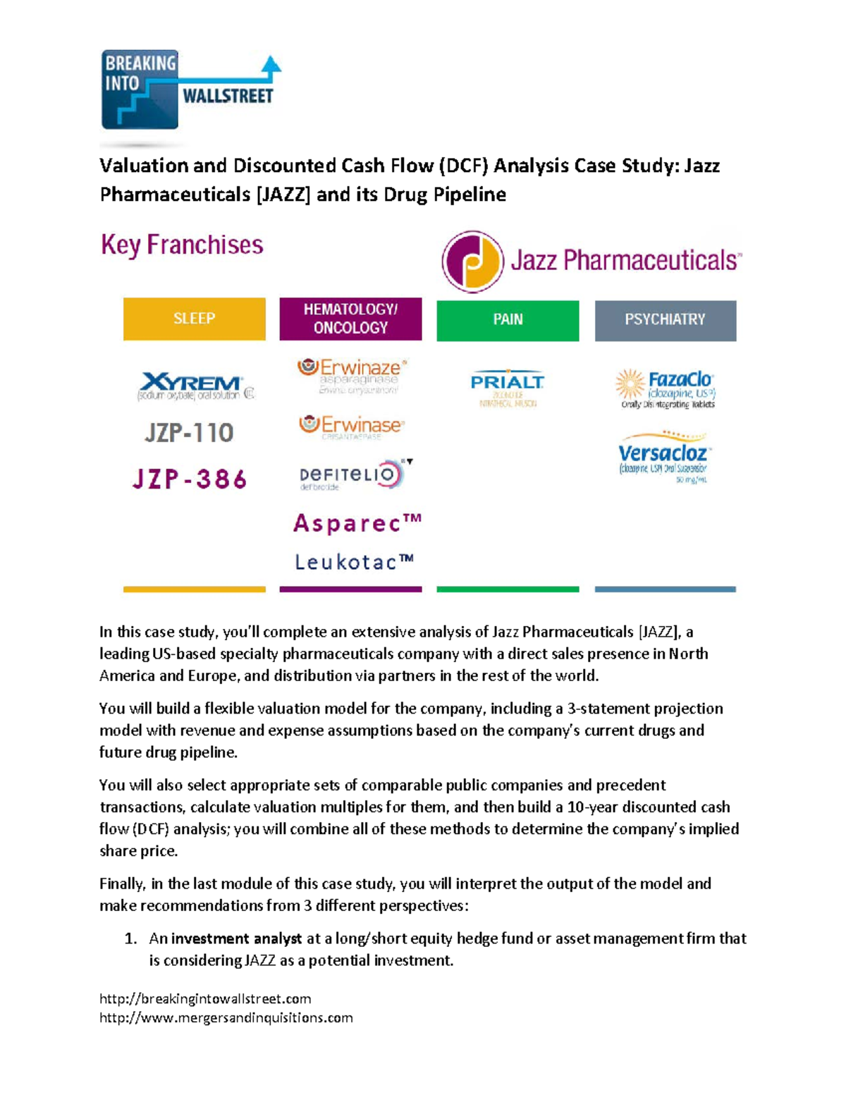 07 JAZZ Valuation Case Study - Valuation and Discounted Cash Flow (DCF ...