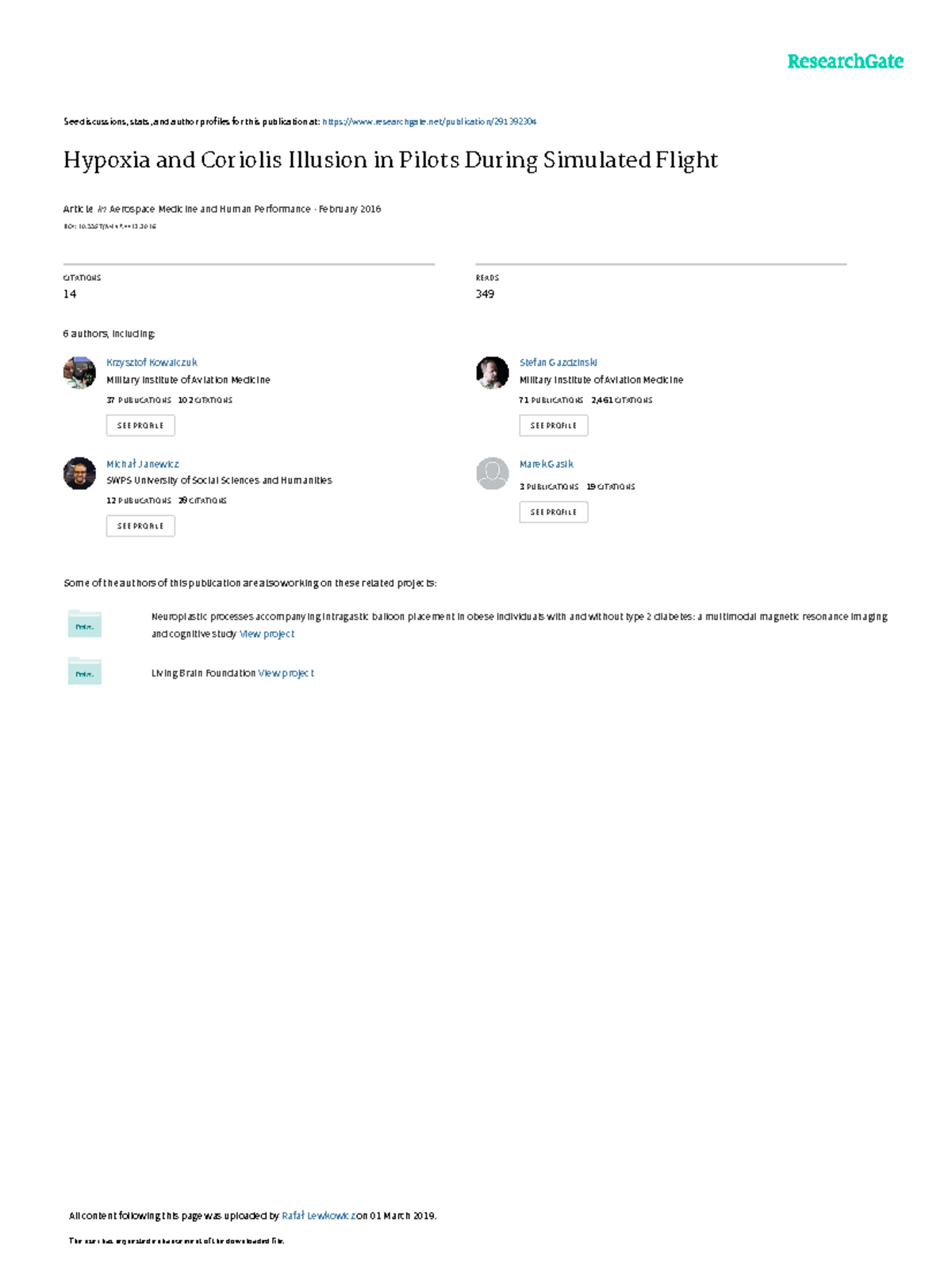 2016 Hypoxiaand Coriolis Illusionin Pilots During Simulated Flight ...