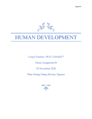 exam 2 human sexuality - HUMAN DEVELOPMENT Course Number: PSYC-218 ...