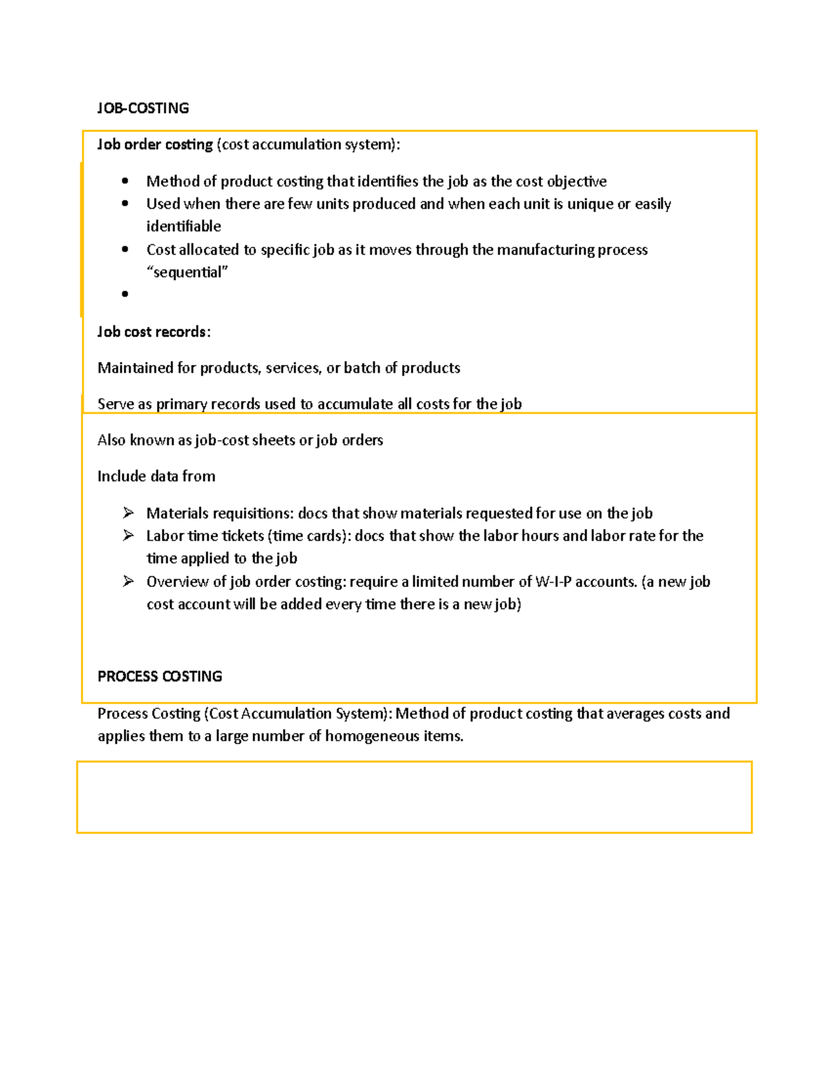 JOB Costing - JOB-COSTING Job order costing (cost accumulation system ...