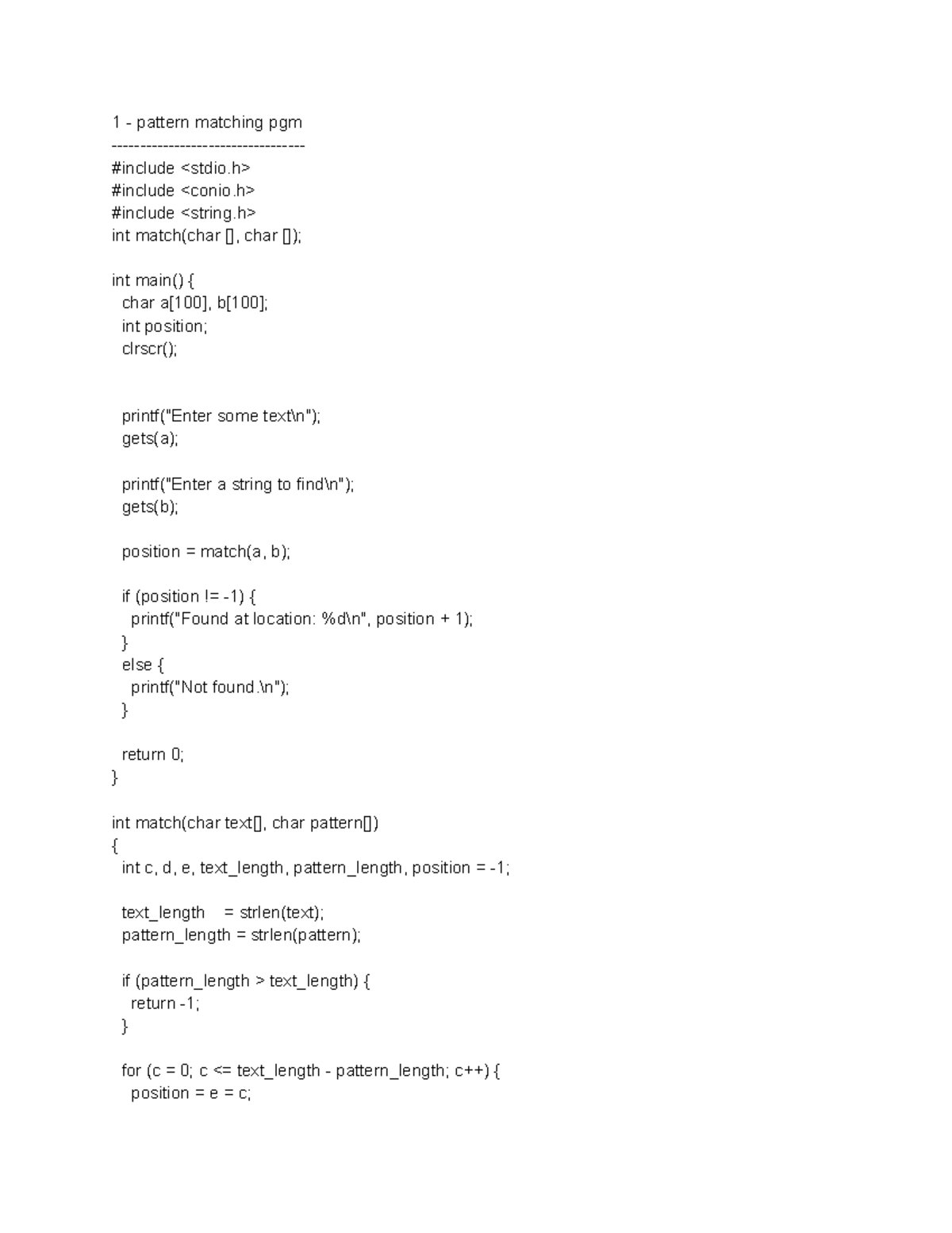 Ds using c prgrms - ds lab - 1 - pattern matching pgm #include #include ... Ds using c prgrms - ds lab - 1 - pattern matching pgm #include #include ...
