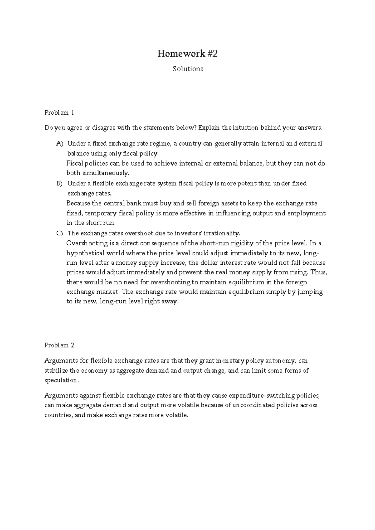 Homework #2 Solutions macro 2 2023 - Homework Solutions Problem 1 Do ...