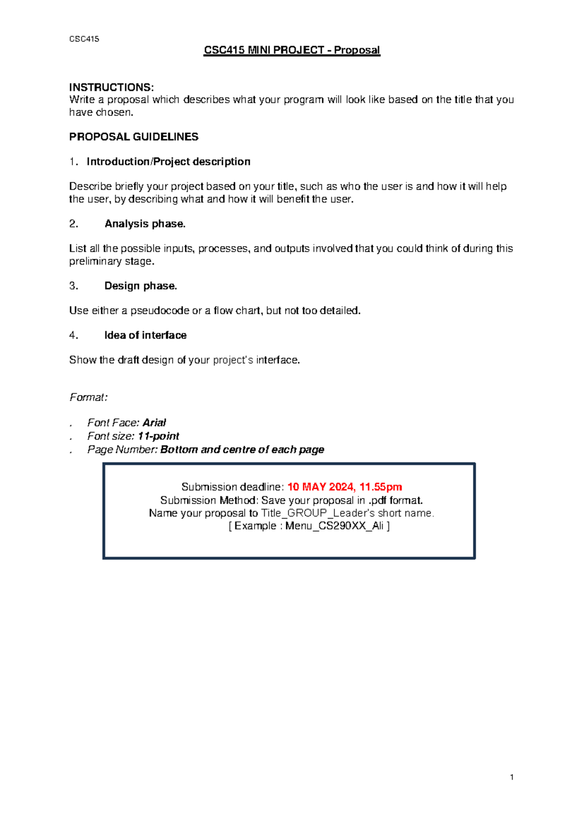 CSC415 Mini Project Proposal - CSC 1 CSC415 MINI PROJECT - Proposal ...