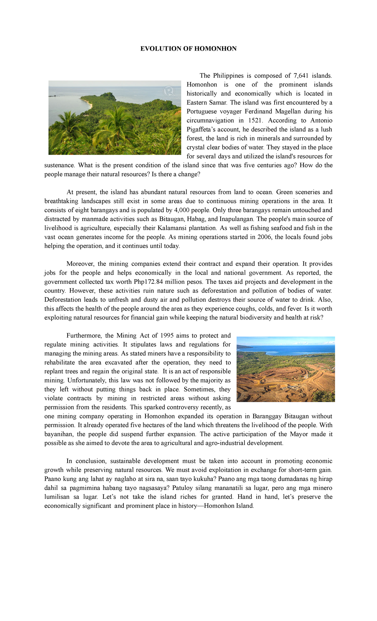 Samar Island in the Present - EVOLUTION OF HOMONHON The Philippines is ...