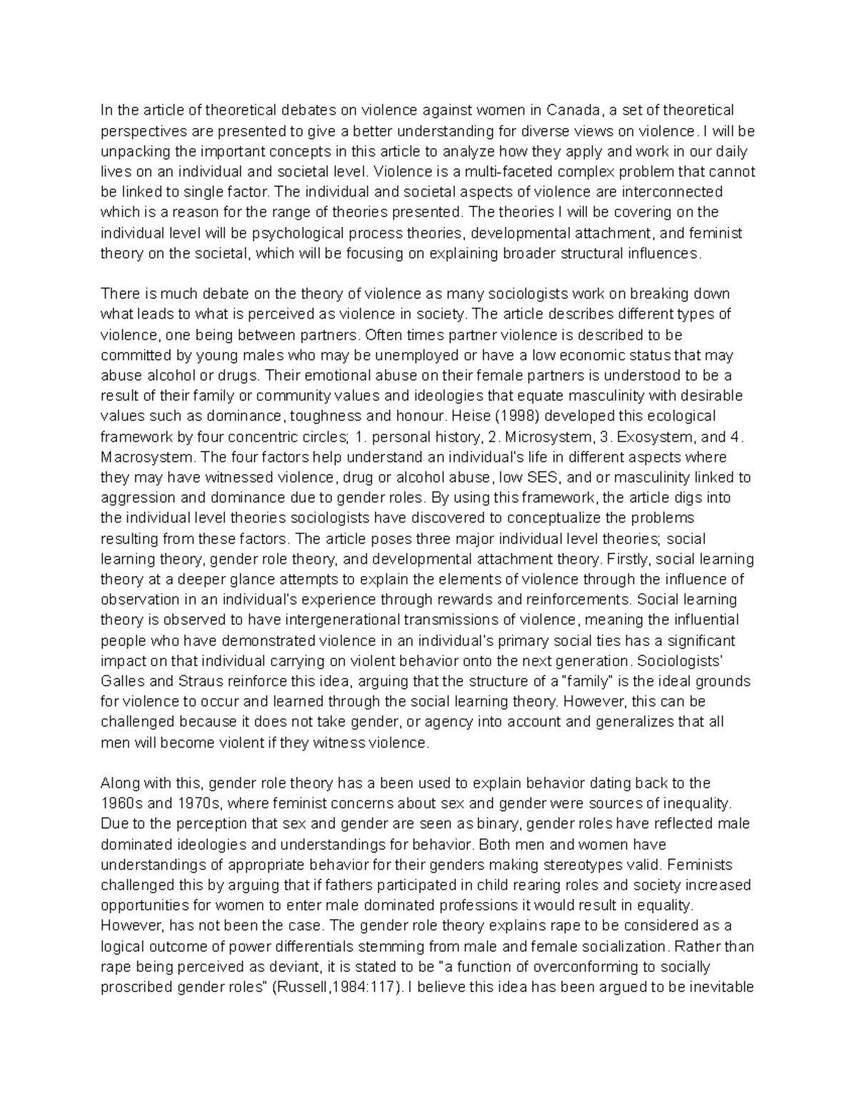 Violence Against Women In Canada - In the article of theoretical ...