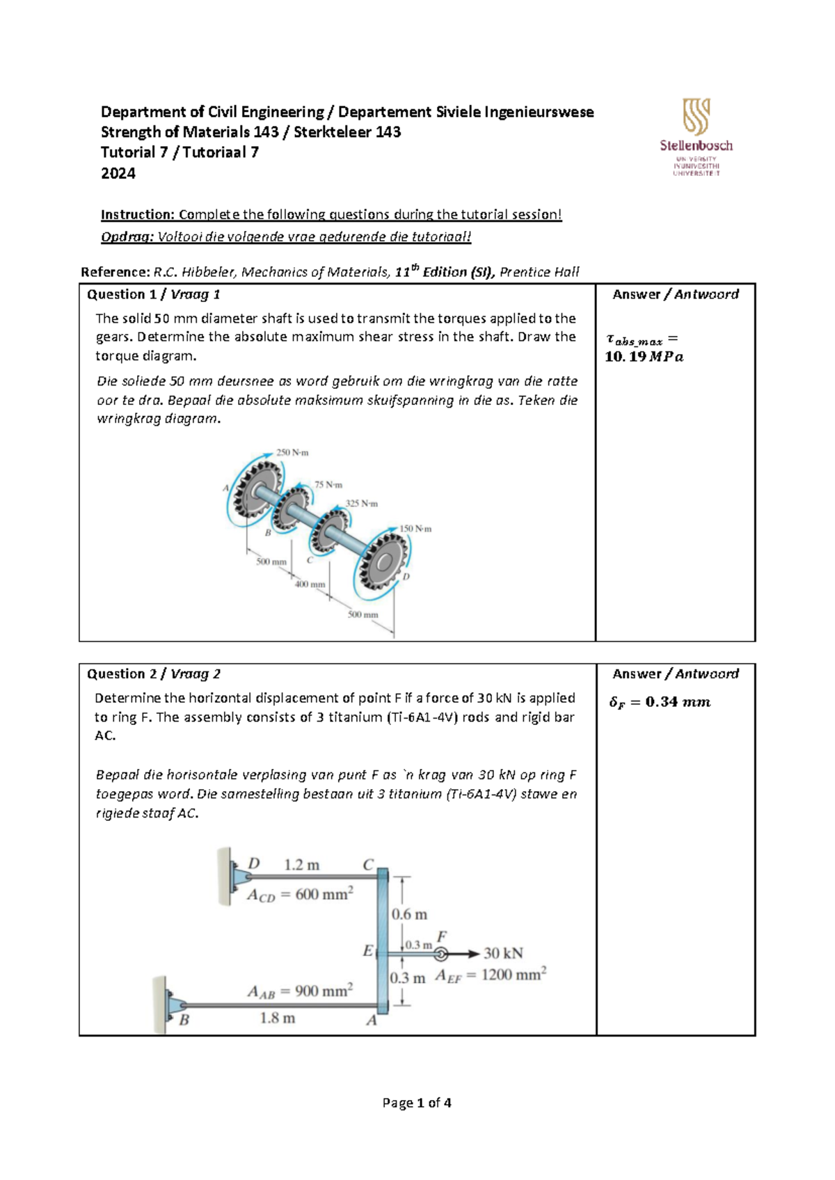 Tut 7 - Tutorial for Shear stress and strain problems (indeterminant ...