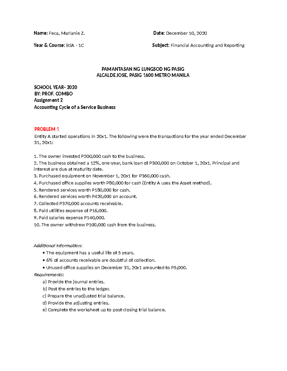 Problem 3 2 - FAR ANSWERS CHAPTER 9 - accountancy - Studocu