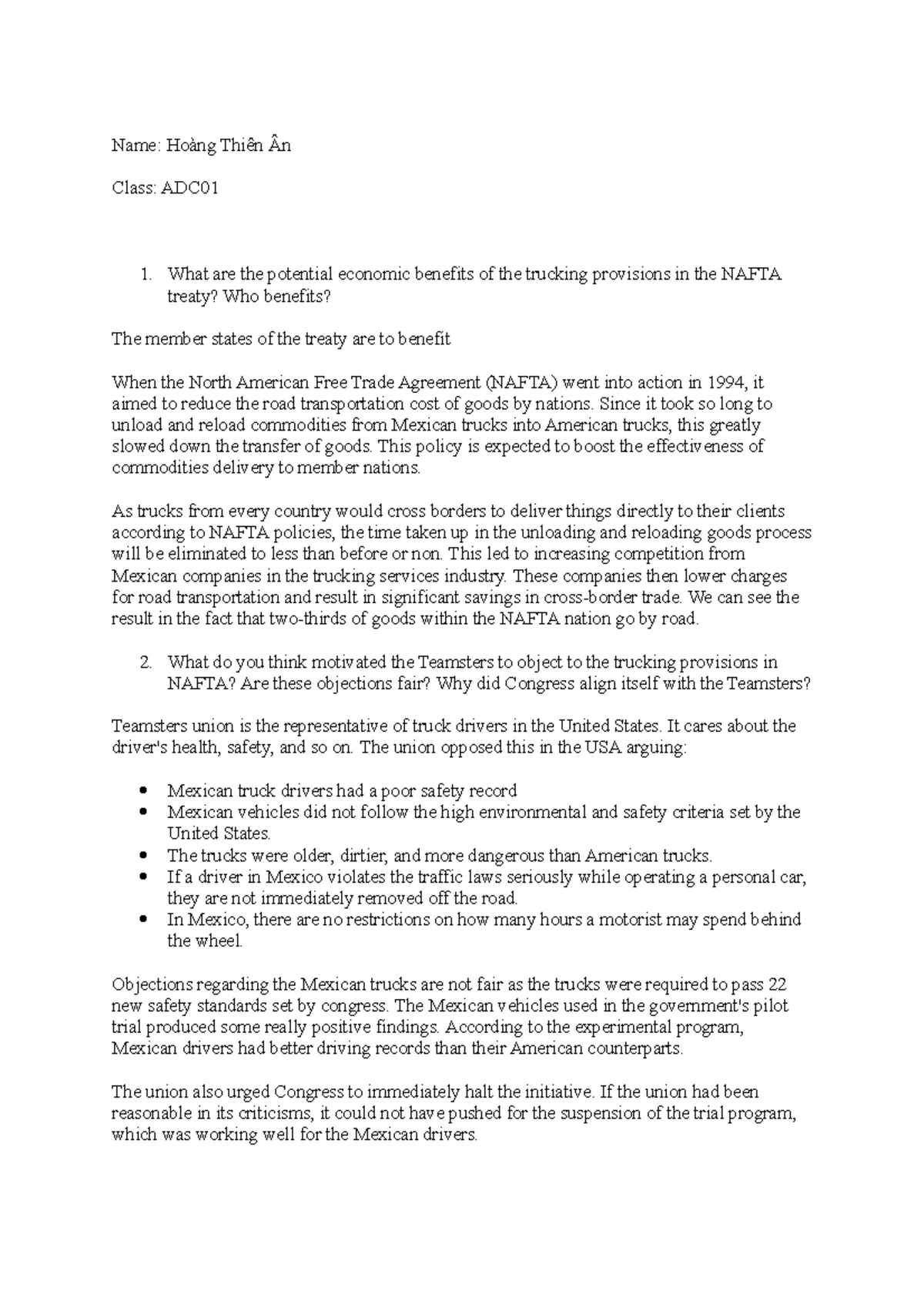 Hoàng Thiên Ân - self case study - Name: Hoàng Thiên Ân Class: ADC What ...
