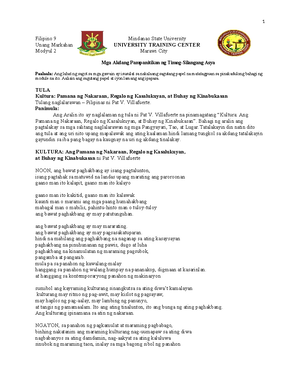 Filipino 9 Exam - lecture notes - Tumutukoy sa literal na kahulugan ng ...