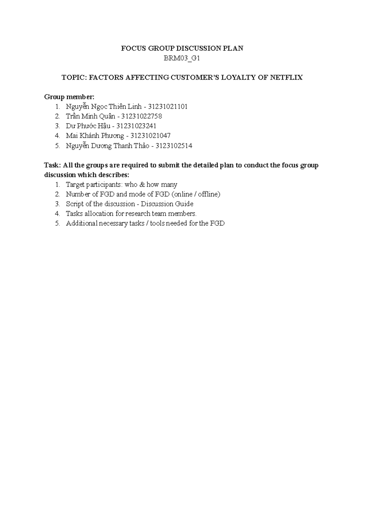 Inbound 1230293775617644277 - FOCUS GROUP DISCUSSION PLAN BRM03_G TOPIC ...