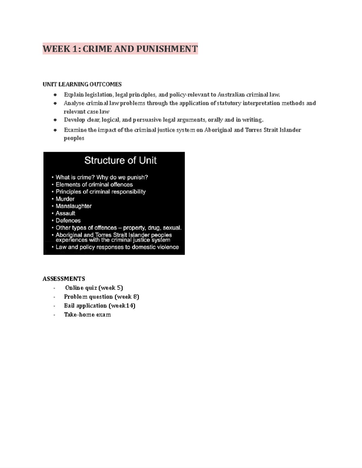 crime and punishment module week 1 - WEEK 1: CRIME AND PUNISHMENT UNIT ...
