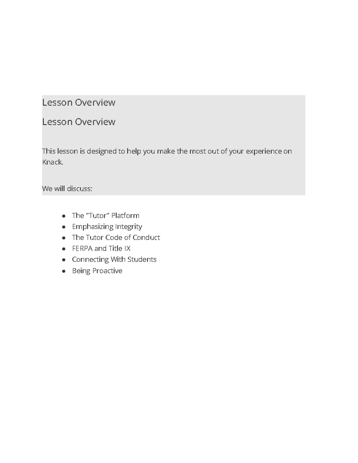 Knack Tutor Training The Basics Lesson 4 - Lesson 4: Knack Tutoring (15 ...