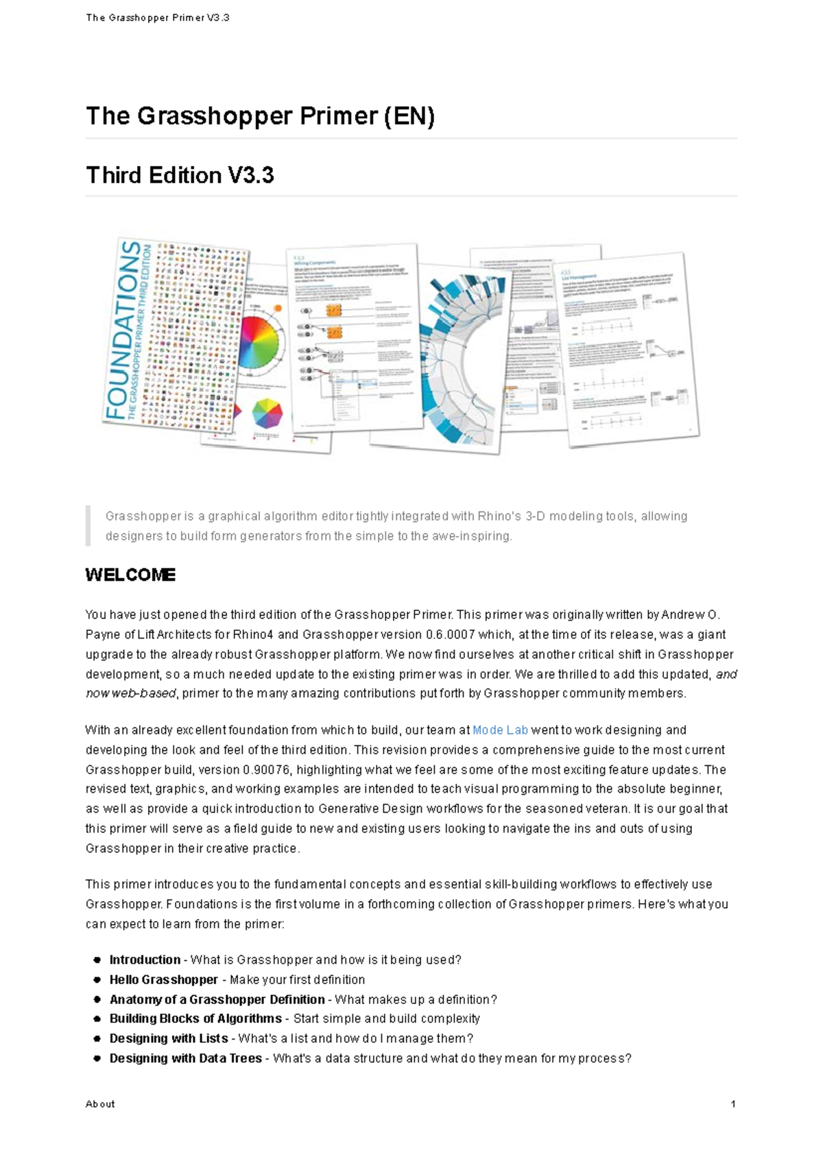 Grasshopper Primer V3-3 EN low - Grasshopper is a graphical algorithm editor tightly integrated ...