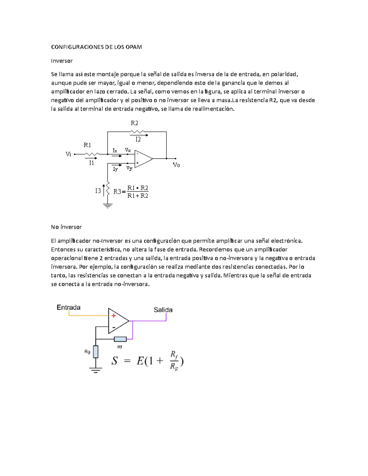 Configuraciones DE LOS OPAM - CONFIGURACIONES DE LOS OPAM Inversor Se ...
