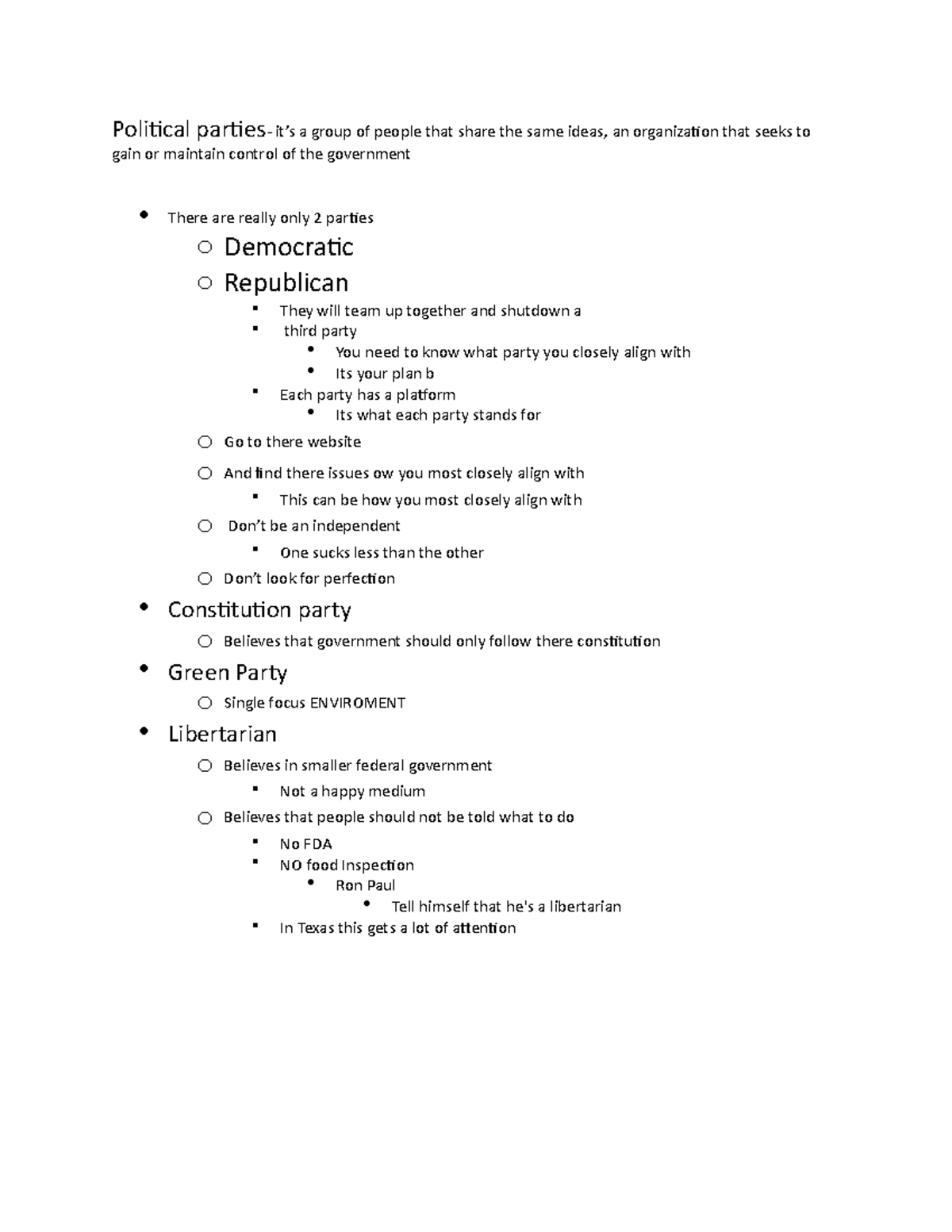 Political parties - Lecture notes 13,14 - Political parties- it’s a ...