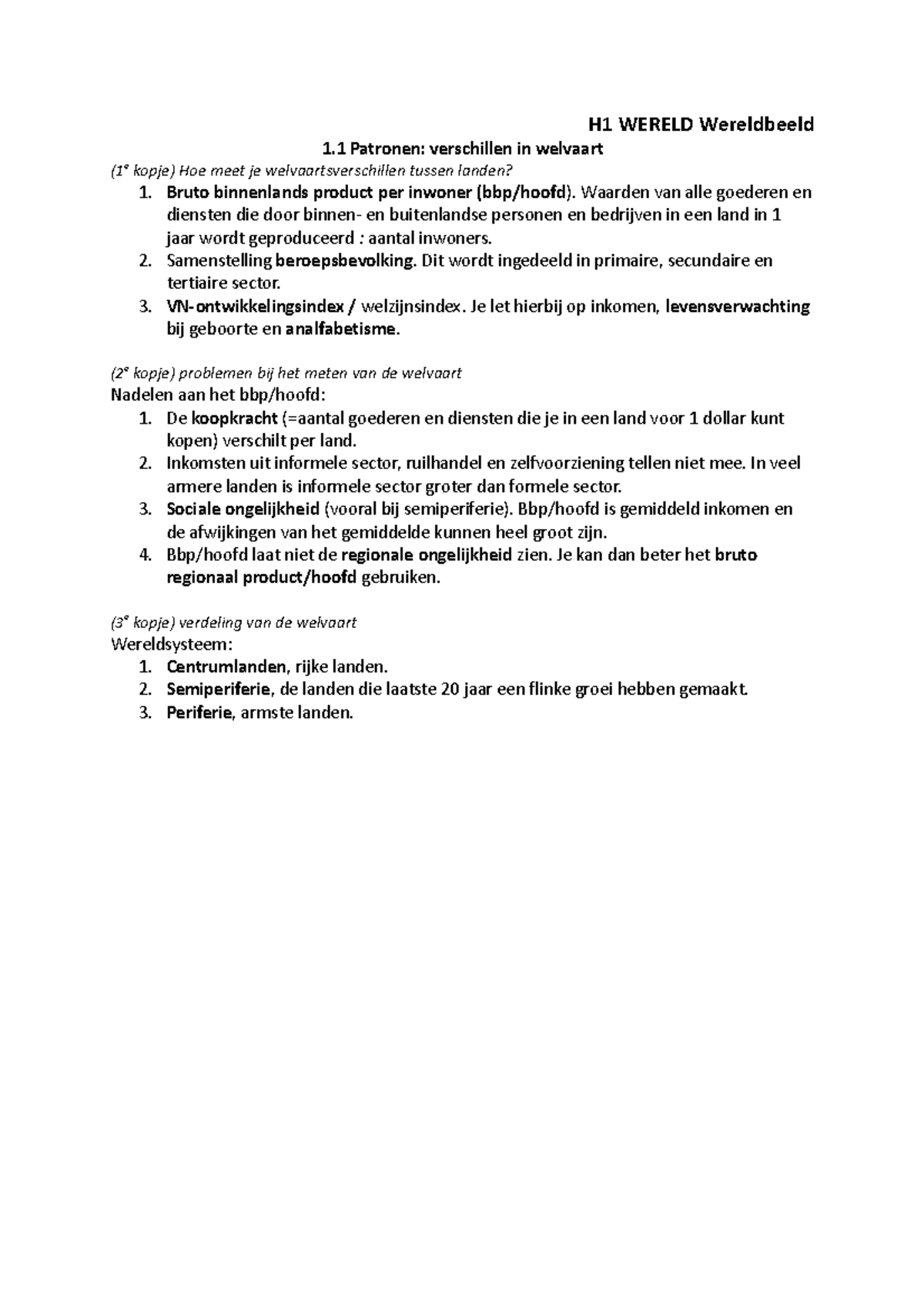 H1 Wereld Wereldbeeld - H1 WERELD Wereldbeeld 1 Patronen: verschillen ...