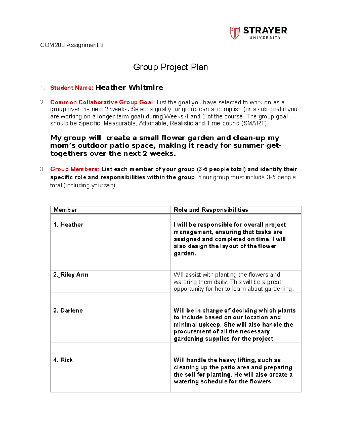 COM200 Week⁴ Group Project Plan - COM200 Assignment 2 Group Project ...