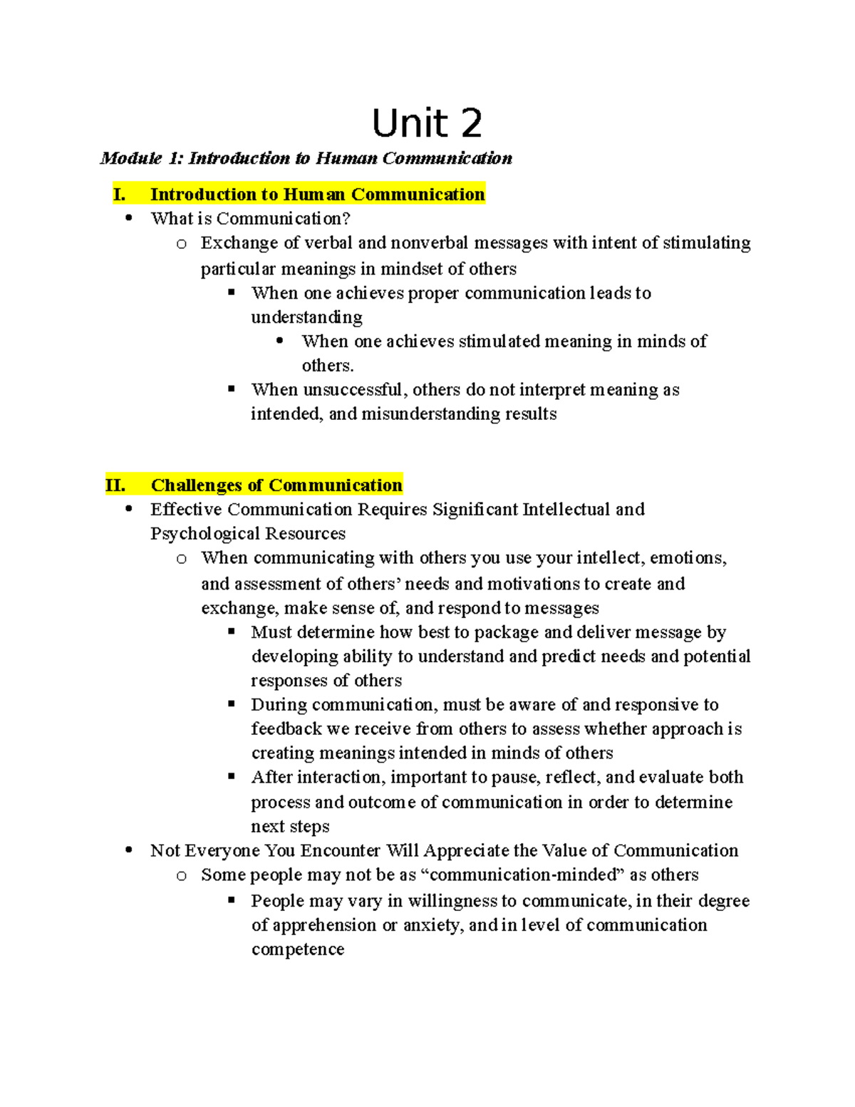 C464 Unit 2 Module 1 Notes - Unit 2 Module 1: Introduction to Human ...