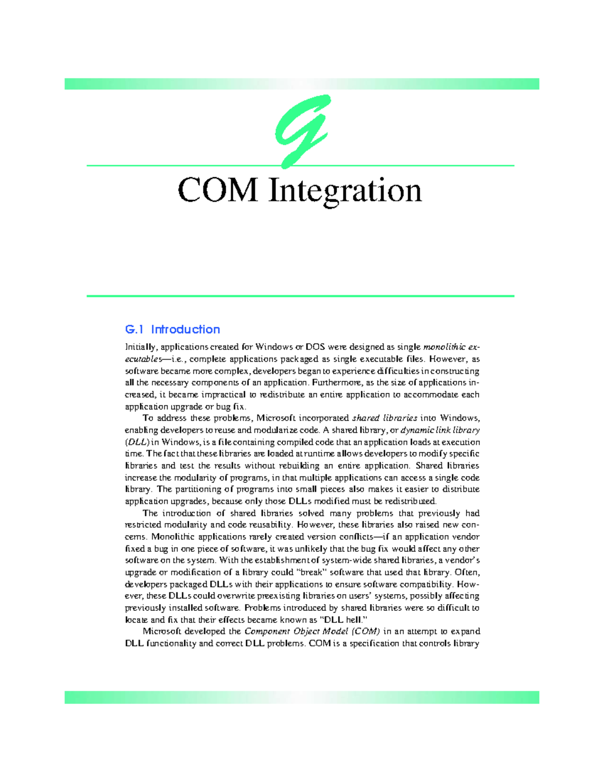 Appendix G - COM Integration - G COM Integration G Introduction ...