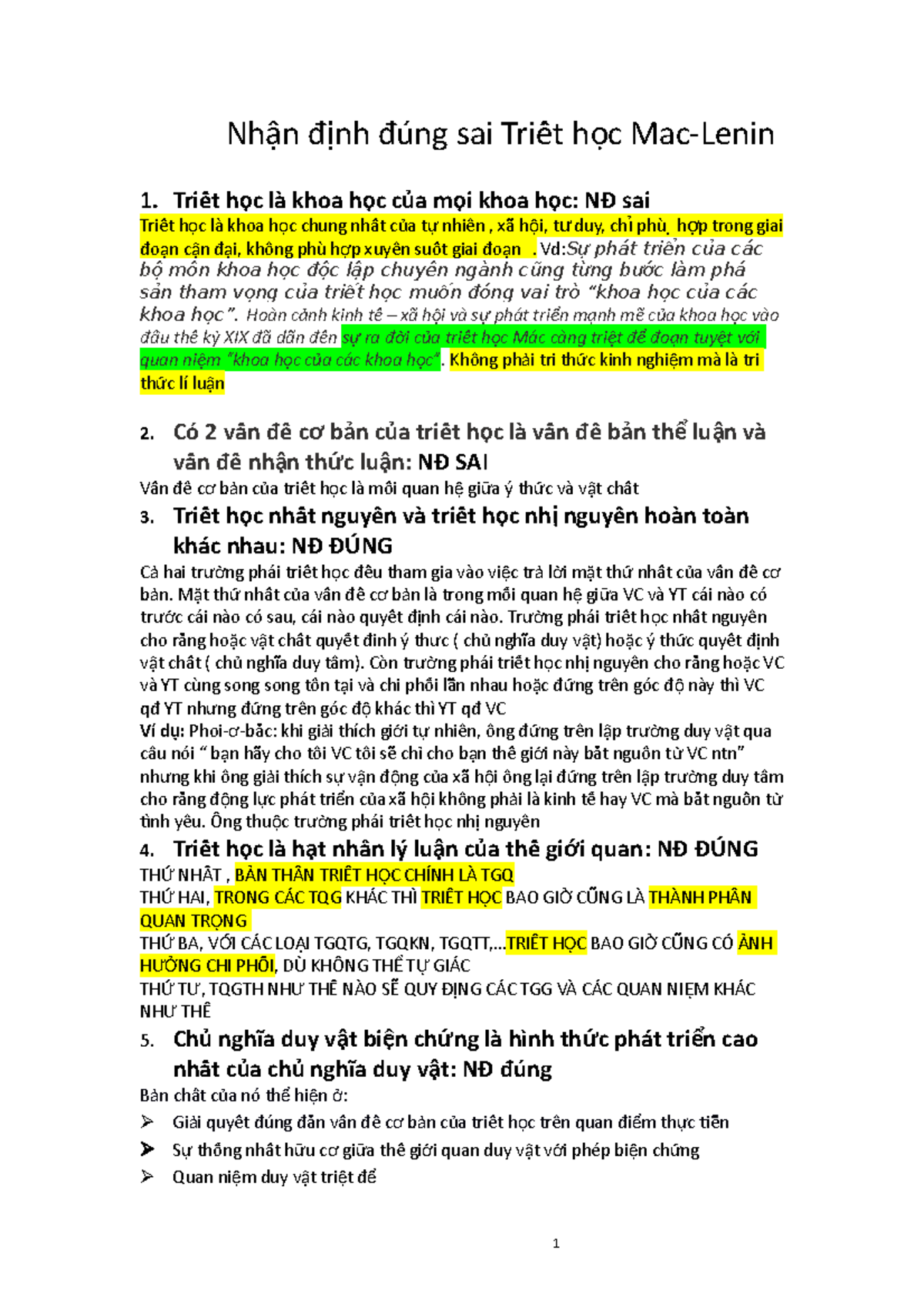 NHẬN ĐỊNH CHƯƠNG I,II - asdsd - Nh n đ nh đúng sai Triếết h c Mac ...