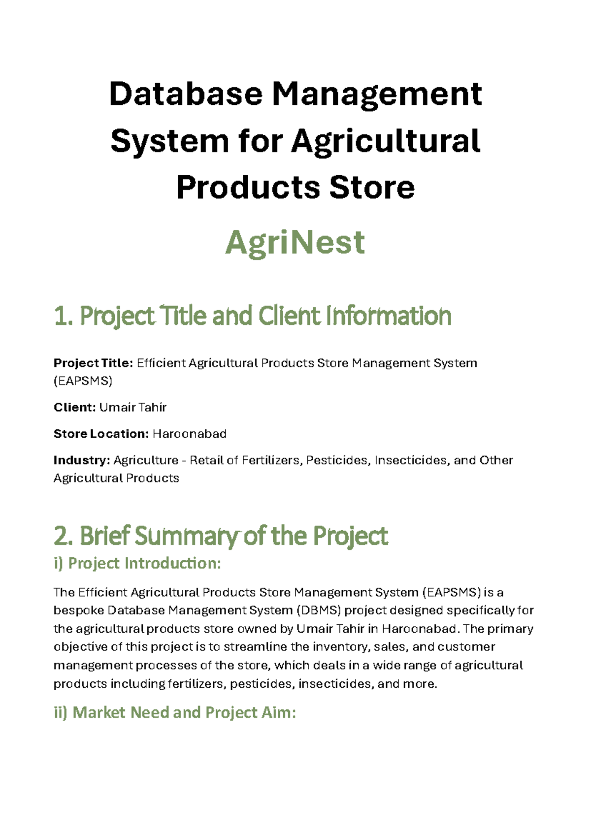 Project Report - Database Management System for Agricultural Products ...
