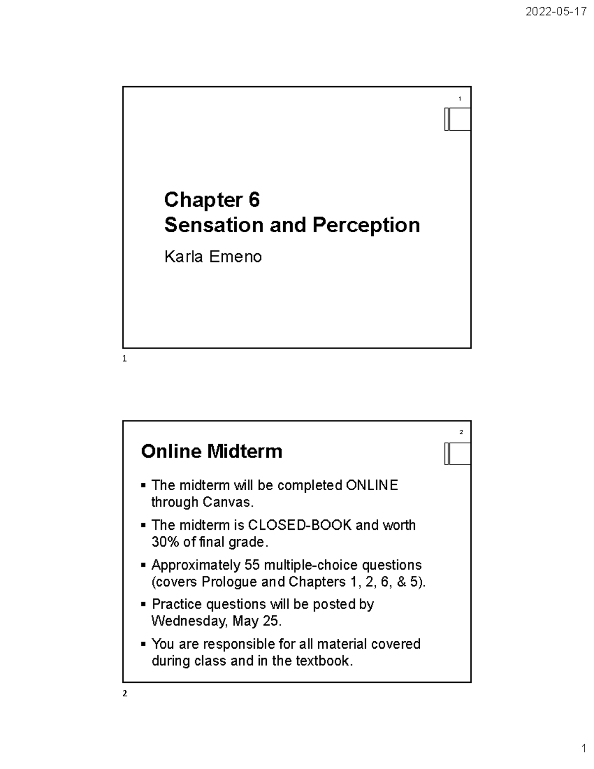 PSYC1000U - Lecture 4 - May 18 - Ch. 6 Sensation and Perception Canvas ...