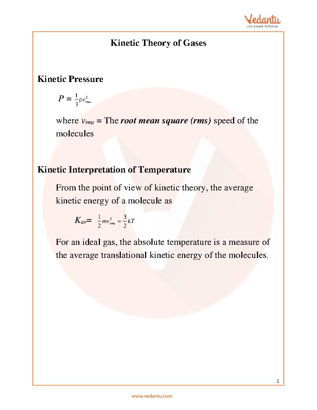 JEE Main 2023 Kinetic Theory of Gases Study Notes - Free PDF Download ...