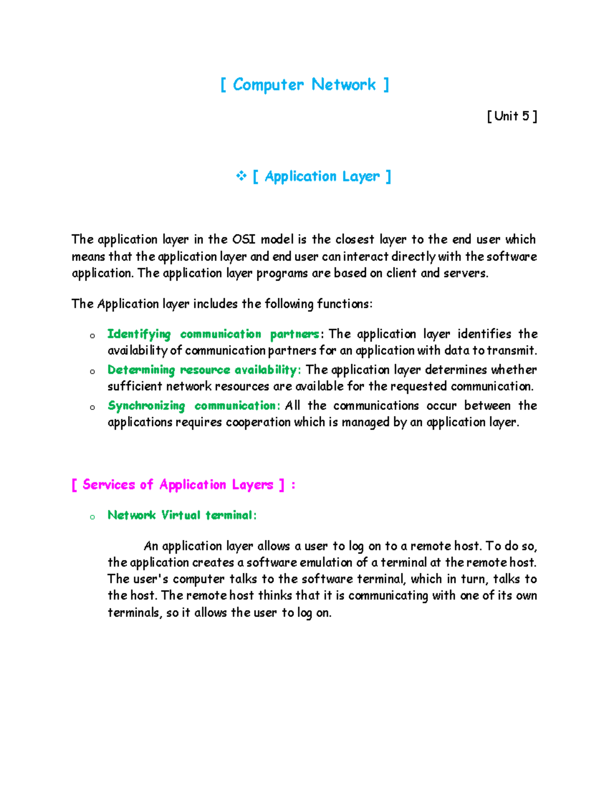 Computer Networks - The application layer programs are based on client ...