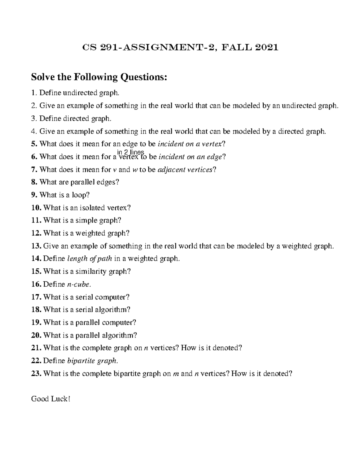 291-Assignment-2 - Teach by Prof.Wajeb Gharibi - CS 291-Assignment-2 ...