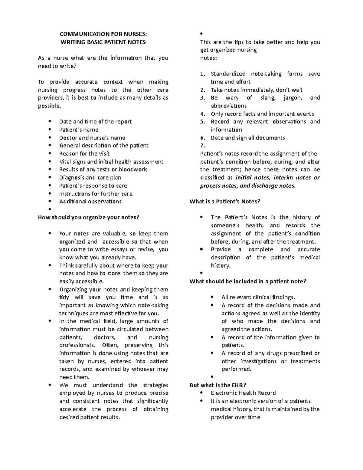 Communication FOR Nurses - COMMUNICATION FOR NURSES: WRITING BASIC ...