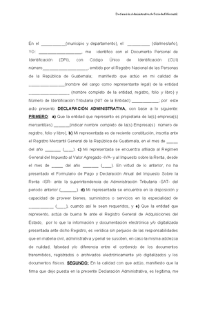 Modelo-de-Declaracion-Administrativa- Simple-Sociedad - Declaración ...