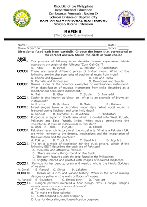 Grade 9 3rd quarter - Review materials - ABCD Republic of the ...