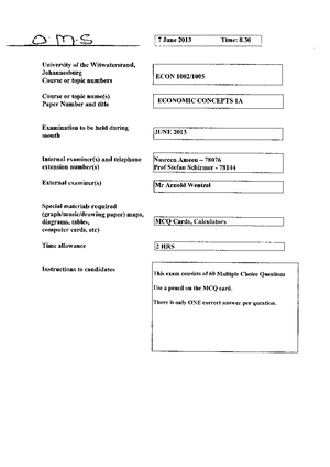 Econ1002A - Wits University - Economic Concepts - Studocu